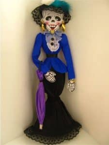 Las catrinas de papel crepe para el Halloween 4 diseños